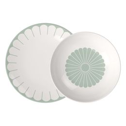 Villeroy & Boch Geschirr-Set VILLEROY & BOCH "Tafelservice Fleur Couleur 12er Set", gr&uuml;n (vert), 12 tlg., Porzellan, Geschirr-Sets, Geschirr-Set