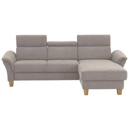 Ecksofa Home Affaire "Conville L-Form", grau (elephant), B:256cm H:84cm T:167cm, 100% Polyester, Sofas, Ecksofa, Federkern, wahlweise mit Bettfunktion und Bettkasten bzw. Stauraum