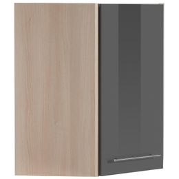 Eckh&auml;ngeschrank Optifit "Bern", grau (grau hochglanz, akaziefarben), B:60cm H:70,4cm T:34,9cm, Schr&auml;nke, Eckh&auml;ngeschrank