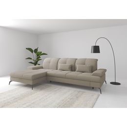 Sit & More Ecksofa SIT & MORE "Amica, L-Form, inkl. Sitztiefenverstellung & Armteilverstellung", grau (taupe), B:279cm H:90cm T:185cm, 95% Polyester, 5% Polyamid, Sofas, Ecksofa, wahlweise mit Bettfunktion, Bettkasten und Kopfteilverstellung