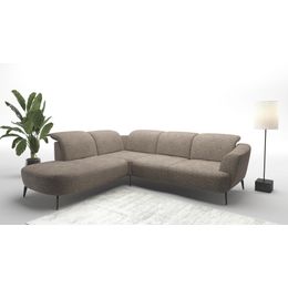 Sit & More Ecksofa SIT & MORE "Zoe", braun (cappuccino), B:300cm H:87cm T:267cm, 100% Polyester, Sofas, Ecksofa, ink.Sitztiefenverstellung, wahlweise mit Kopfteilverstellung
