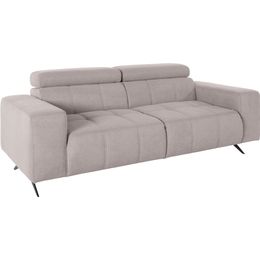2-Sitzer DOMO collection "Trento, mit Kufenfu&szlig; oder Einzelfu&szlig;", grau (taupe), B:208cm H:79cm T:104cm, 92% Polyester, 8% Nylon, Sofas, 2-Sitzer, wahlweise mit Kopfteilverstellung und in zwei Gr&ouml;&szlig;en erh&auml;ltlich