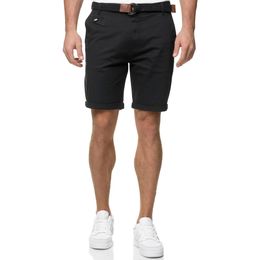 Chinoshorts INDICODE "INConor", Herren, Gr. XXL, N-Gr, schwarz, Web, Obermaterial: 98% Baumwolle, 2% Elasthan, unifarben, slim fit, Hosen Chinoshorts
