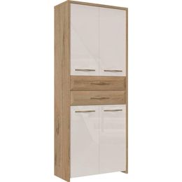 Garderobenschrank OTTO HOME "Gala", beige (beige, pacific walnuss decor), B:78cm H:192cm T:36cm, Holzwerkstoff, MDF, Schr&auml;nke, Garderobenschrank, hochwertig UV lackiert, Soft-Close-Funktion, H&ouml;he 192cm