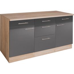 Unterschrank Optifit "Tula", grau (anthrazit), B:150cm H:84,8cm T:60cm, Schr&auml;nke, Unterschrank, Breite 150 cm