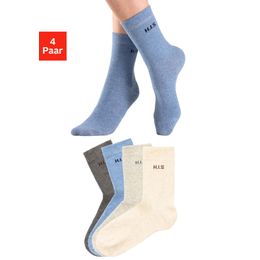H.I.S. Socken H.I.S, Damen, Gr. 39-42, blau (1x grau meliert, 1x jeans meliert, 1x beige meliert, 1x hellgrau meliert), Baumwolle, Elasthan (LYCRA), Polyamid, meliert, elastisch, Socken Socken, ohne einschneidendes B&uuml;ndchen, Topseller