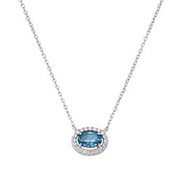 Collier "Collier Ziersteine, Zirkonia wei&szlig;, Silber 925", blau, Giorgio Martello MILANO, Halsketten, Damen, Silber 925 (Sterlingsilber), Collier
