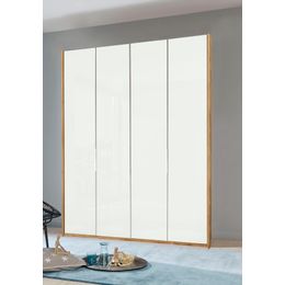 Kleiderschrank wimex "Level by fresh to go", braun (plankeneichefarben, wei&szlig;glas), B:200cm H:216cm T:58cm, Schr&auml;nke, Kleiderschrank, T&uuml;ren vollfl&auml;chig mit farbigem Glas