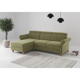 Ecksofa Home Affaire "Glendale, L-Form", hellgr&uuml;n, B:253cm H:84cm T:166cm, 100% Polyester, Sofas, Ecksofa, inkl. Kopfteilverstellung, wahlweise mit Vorziehsitz und Bettkasten