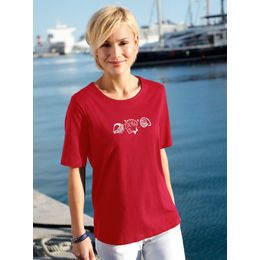 Kurzarmshirt Casual Looks "Shirt", Damen, Gr. 54, rot, 100% Baumwolle, bedruckt, gemustert, unifarben, Rundhals, Shirts Kurzarmshirt