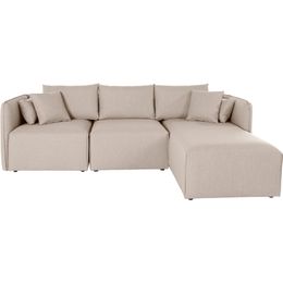 Ecksofa OTTO HOME "N&ouml;re L-Form", beige, B:262cm H:74cm T:172cm, Samtoptik (100% Polyester);Struktur (100% Polypropylene);Webstoff (100% Polyester);Struktur fein (100% Polyester);Luxus-Microfaser Lederoptik (100% Polyester);Baumwoll-/Leinenmix (60% Baumwolle/40% Leinen), Sofas, Ecksofa, 3 Teile, in vielen Bezugsqualit&auml;ten und Farben. Modulteile s. "N&ouml;re"