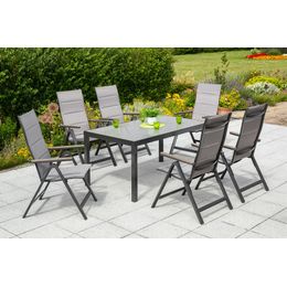 Garten-Essgruppe Merxx "&raquo;Trivero&laquo;", braun (diamantbraun, diamantbraun, graphit), Aluminium, Polyester, Sitzm&ouml;bel-Sets, Garten-Essgruppe, Tisch: LxB: 150x90 cm