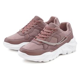 Sneaker Lascana, Damen, Gr. 37, lila (mauve), Obermaterial: 100% Textilmaterial. Decksohle: 100% Textilmaterial. Futter: 100% Textilmaterial. Laufsohle: 100% Synthetik, unifarben, Basic, Schuhe Sneaker, mit Chunky-Sohle & Ketten, Schn&uuml;rhalbschuhe, Freizeitschuhe VEGAN