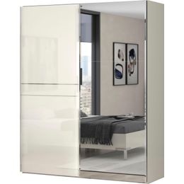 Schwebet&uuml;renschrank OTTO HOME "Piano, mit Einlegeb&ouml;den, Kleiderstangen, Spiegel, T&uuml;ren soft-close", beige (beige hochglanz), B:182cm H:224cm T:61cm, Holzwerkstoff, Schr&auml;nke, Schwebet&uuml;renschrank, mit Spiegelt&uuml;r, FSC-zertifizierter Holzwerkstoff
