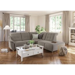 Ecksofa Home Affaire "Boston L-Form", braun (macciato), B:272cm, Struktur (100% Polyester);Luxus-Microfaser Florence (100% Polyester);Chenille (100% Polyester);NaturLEDER (reines Rindsleder), Sofas, Ecksofa, Kopfteilverstellung an jeder Sitzfl&auml;che, wahlweise Relaxfunktion