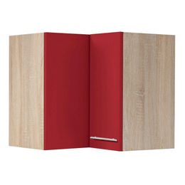 Wiho-K&uuml;chen Eckh&auml;ngeschrank WIHO K&Uuml;CHEN "Montana", rot (front: burgund, kopus: sonoma eiche), B:60cm H:56,5cm T:35cm, Schr&auml;nke, Eckh&auml;ngeschrank, 60 cm breit