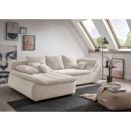 Ecksofa Home Affaire "Imola, bequem, aktuelle Steppung im Sitz, L-Form, Breite 270cm", beige, B:270cm H:90cm T:170cm, Microfaser PRIMABELLE (100% Polyester) / Struktur (82% Polyester, 9% Viscose, 7% Baumwolle, 2% Nylon);Kunstleder SOFTLUX / Struktur (82% Polyester, 9% Viscose, 7% Baumwolle, 2% Nylon), Sofas, Ecksofa, wahlweise mit Bettfunktion