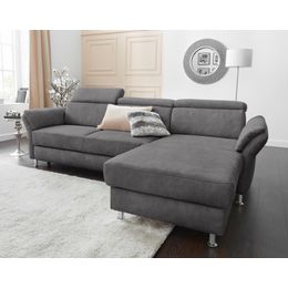 Sit & More Ecksofa SIT & MORE "Avignon L-Form", grau (anthrazit), B:259cm H:97cm T:172cm, Flachgewebe (90% Polyester, 10% Polyamid);Luxus-Microfaser (100% Polyester);Struktur (100% Polyester), Sofas, Ecksofa, Kopfteilverstellung, wahlweise mit Bettfunktion und Bettkasten