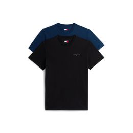 T-Shirt Tommy Jeans "TJM SLIM FIT LINEAR 2PACK", Herren, Gr. L, schwarz, schwarz night navy, Single Jersey, Obermaterial: 100% Baumwolle, slim fit, Rundhals, Shirts T-Shirt, Rundhals, Jersey
