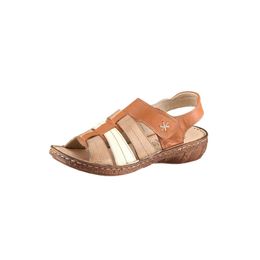 Sandale, Damen, Gr. 42, beige (beige, sand), Glattleder, Schuhe Sandale