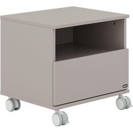 Nachtkommode YUNY BY PAIDI "BROTHER STU mit Ablagefach und Schublade", grau (taupe), B:48,3cm H:45,3cm T:39,6cm, Holzwerkstoff, Sideboards, Nachtkommode, feststellbarer Rollcontainer, Soft-Close