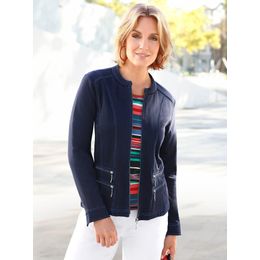 Shirtjacke Casual Looks "Shirtjacke", Damen, Gr. 44, blau (marine), 100% Baumwolle, unifarben, Rundhals, Shirts Shirtjacke