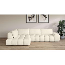 Ecksofa OTTO HOME "AZITA L-Form, XL 296 cm - Designsofa in Bubble-Optik", beige (creme), B:296cm H:89cm T:176,5cm, 100% Polyester, Sofas, Ecksofa, lose R&uuml;ckenkissen, traumhafte Steppung