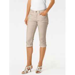 3/4-Hose Heine, Damen, Gr. 46, Normalgr&ouml;&szlig;en, beige (sand), 98% Baumwolle, 2% Elasthan, unifarben, knielang, Hosen 3/4-Hose