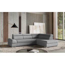 Sit & More Ecksofa SIT & MORE "Broadway L-Form", grau, B:270cm H:79cm T:213cm, 100% Polyester, Sofas, Ecksofa, mit verstellbaren Kopfteilen, wahlweise mit Bettfunktion