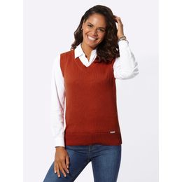 Pullunder Casual Looks "Pullunder", Damen, Gr. 42, rot (rostrot), 50% Baumwolle, 50% Polyacryl, unifarben, Pullover Pullunder