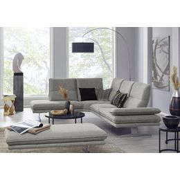 Ecksofa W.Schillig "broadway, Designsofa, mit tollem Sitzkomfort, L-Form", grau (steel s22), B:284cm H:94cm T:224cm, Flachgewebe S22 (100% Polyester), Sofas, Ecksofa, Sitztiefenverstellung, Kopfteil- & Seitenteilverstellung, Breite 284cm
