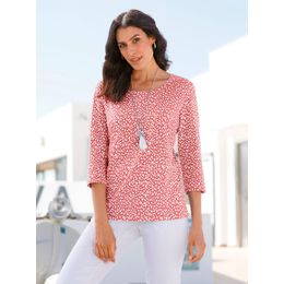 Print-Shirt Inspirationen "Shirt", Damen, Gr. 46, rot (wei&szlig;, erdbeere, bedruckt), 50% Baumwolle, 50% Modal, bedruckt, gemustert, mehrfarbig, Rundhals, Shirts Print-Shirt