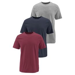 MAN'S WORLD T-Shirt MAN'S WORLD "neue Farben", Herren, Gr. 64 (3XL), bunt (rot, marine, grau, meliert), Single Jersey, Obermaterial: 100% Baumwolle. Obermaterial Melange: 90% Baumwolle, 10% Viskose, meliert, unifarben, Basic, normal, Rundhals, normaler Saum, Shirts T-Shirt, Kurzarm, unifarben, Rundhals, aus Baumwolle, Topseller