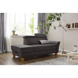 Recamiere Home Affaire "Conville", grau (fango), B:194cm H:84cm T:93cm, 100% Polyester, Sofas, Recamiere, incl. Kopfteilverstellung, Federkern, wahlweise mit Bettkasten