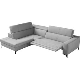 Ecksofa Egoitaliano "Edith, Designsofa mit hohem Sitzkomfort, L-Form", grau (stone), B:269cm H:96cm T:203cm, Leder &raquo;BULL&laquo; (echtes Rindsleder). Geschliffenes, pigmentiertes und behandeltes Rindsleder mit einer Dicke von 1, 3-1, 5 mm. Dieses Leder zeigt eine ziemlich weiche Hand mit einem halb undurchsichtigen Aussehen. Es handelt sich um ein gesch&uuml;tztes Leder. Eine leichte Deckschicht sch&uuml;tzt sie v