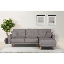 Ecksofa Home Affaire "TRIPLO optionale Schlafsofa mit Bettkasten, Ma&szlig;e B/T/H: 234/164/89 cm", grau (taupe), B:234cm H:89cm T:164cm, 100% Polyester, Sofas, Ecksofa, L-Form wahlweise mit Bettfunktion - Liegefl&auml;che 132x210 cm