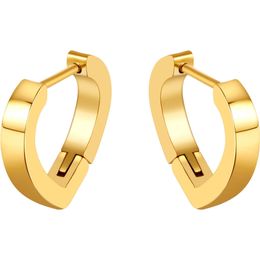 Paar Creolen Firetti "Schmuck Geschenk Edelstahl Ohrschmuck Ohrringe Herz", gold (gelbgoldfarben), Ohrringe, Damen, Edelstahl, Paar Creolen