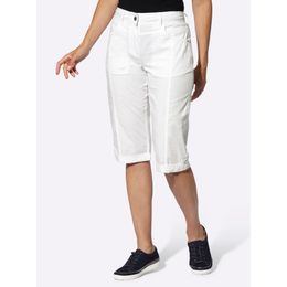Bermudas Casual Looks, Damen, Gr. 48, Normalgr&ouml;&szlig;en, wei&szlig;, 98% Baumwolle, 2% Elasthan, unifarben, kurz, Hosen Bermudas