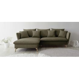 Ecksofa OTTO HOME "MERLE, 258 cm, L-Form, traumhafter Cord", gr&uuml;n, B:258cm H:91cm, 100% Polyester;Federung Ottomane : 12 x Feder Type B 1650mm;Ferderung 2 Sitzer: 10 x Feder Type B 650 mm;PU-Schaum und Nosag-Federung;Sitz und Funktion: Schaum T30/40 8 cm, Sofas, Ecksofa, mit Bettfunktion und Bettkasten, Liegefl&auml;che 224 x 139