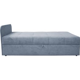 Schlafsofa Alina "Marla", blau (blaugrau xbo 26), B:205cm H:73cm T:91cm, Struktur fein XBO (100% Polyester), Sofas, Schlafsofa, inkl. Stauraum, Armlehne wahlweise links ode rechts