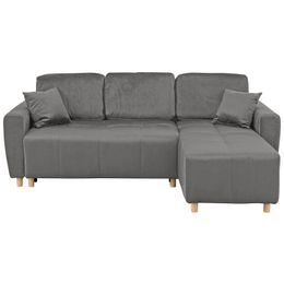 Ecksofa Home Affaire "Scania L-Form", grau (hellgrau), B:220cm H:86cm T:160cm, Microfaer (100% Polyester);Struktur fein (100% Polyester);Samtoptik (100% Polyester), Sofas, Ecksofa, wahlweise mit Bettfunktion und Bettkasten