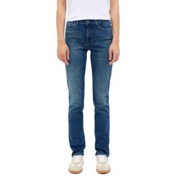 Slim-fit-Jeans Mustang "Damen Style Shelby Slim", Damen, Gr. 34, L&auml;nge 32, blau (602 mittelblau), Denim/Jeans, 90% Baumwolle, 6% Polyester, 4% Elasthan, unifarben, slim fit, Jeans Slim-fit-Jeans