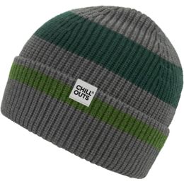 Beanie Chillouts "Bastian Hat", Herren, grau (dunkelgrau), Materialmix, gestreift, M&uuml;tzen Beanie, mit sportlichem Streifen-Design, Logo-Label
