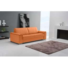 Schlafsofa Egoitaliano "Cecilia, modern & elegant, erstklassiger Sitzkomfort, Dauerschl&auml;fer", orange, B:234cm H:85cm T:102cm, Leder &raquo;BULL&laquo; (echtes Rindsleder). Geschliffenes, pigmentiertes und behandeltes Rindsleder mit einer Dicke von 1, 3-1, 5 mm. Dieses Leder zeigt eine ziemlich weiche Hand mit einem halb undurchsichtigen Aussehen. Es handelt sich um ein gesch&uuml;tztes Leder. Eine leichte Deckschi