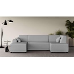 Wohnlandschaft Home Affaire "TAMMO", grau (hellgrau), B:296cm H:80cm T:162cm, 100% Polyester, Sofas, Wohnlandschaft, U-Form