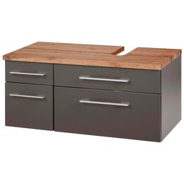 Waschbeckenunterschrank Welltime "Davos", grau (grau, graphit), B:90cm H:41cm T:47cm, Schr&auml;nke, Waschbeckenunterschrank, Breite 90 cm