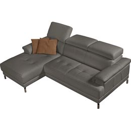 Ecksofa Egoitaliano "Soul, Design und Sitzkomfort auf hohem Niveau, tolle Details, L-Form", grau (graphit), B:250cm H:99cm T:166cm, Leder &raquo;BULL&laquo; (echtes Rindsleder). Geschliffenes, pigmentiertes und behandeltes Rindsleder mit einer Dicke von 1, 3-1, 5 mm. Dieses Leder zeigt eine ziemlich weiche Hand mit einem halb undurchsichtigen Aussehen. Es handelt sich um ein gesch&uuml;tztes Leder. Eine leichte De