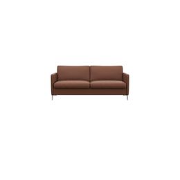 2,5-Sitzer FLEXLUX "Fiore, super Sitzkomfort durch Kaltschaum im Sitz", braun (old chesnut), B:181cm H:85cm T:92cm, 100% Echteder, Sofas, 2 5-Sitzer, schmale Armlehnen, F&uuml;&szlig;e Alu