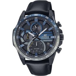 Solaruhr CASIO EDIFICE, schwarz, Armbanduhren, Herren, Solaruhr, Quarzuhr, Armbanduhr, Herrenuhr, Neo-Display, Lederarmband