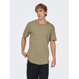 Only & Sons T-Shirt ONLY & SONS "ONSBENNE LONGY SS TEE NF 7822 NOOS", Herren, Gr. XXL, grau (chinchilla), Single Jersey, Obermaterial: 100% Baumwolle, unifarben, normal lang, Rundhals, Shirts T-Shirt
